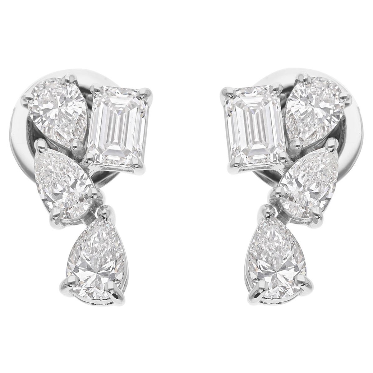 0.5 Carat SI Clarity HI Color Natural Diamond Stud Earrings 18 Karat ...