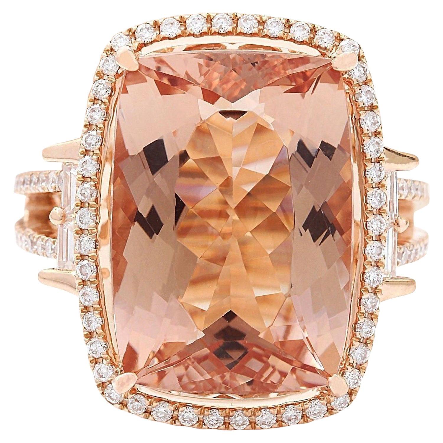 6.20 Carat Exquisite Natural Morganite and Diamond 14 Karat Solid Gold ...