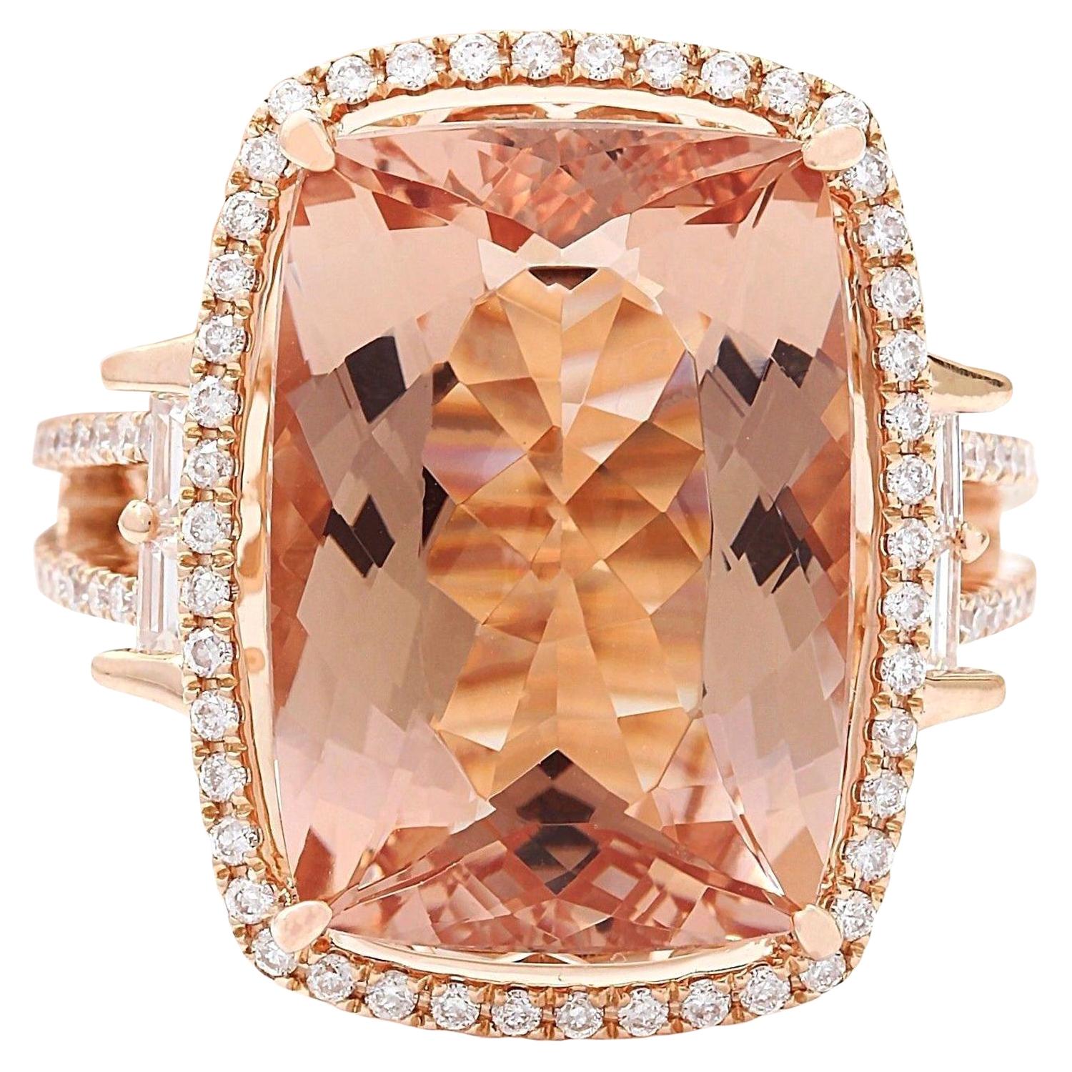 8.50 Carat Natural Morganite and Diamond 14 Karat Solid Rose Gold Ring ...