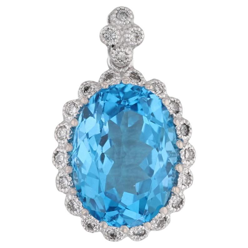 14k Blue TOPAZ and diamond Pendant. High quality drop CANDY pendant ...