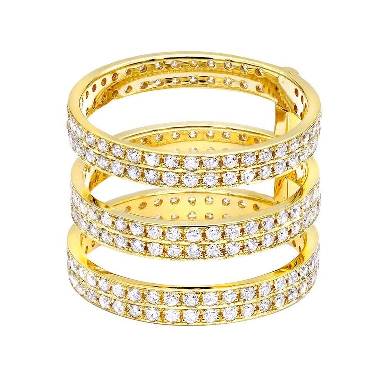 1.49 Carat 18 Karat Yellow Gold Triple Band Ring at 1stDibs