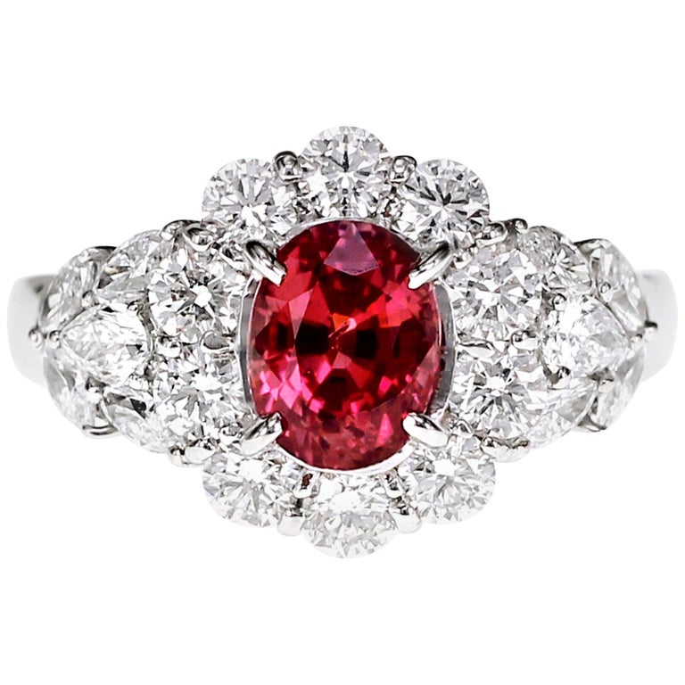 1.49 Carat Hot Red Ruby and Diamond Ring at 1stDibs