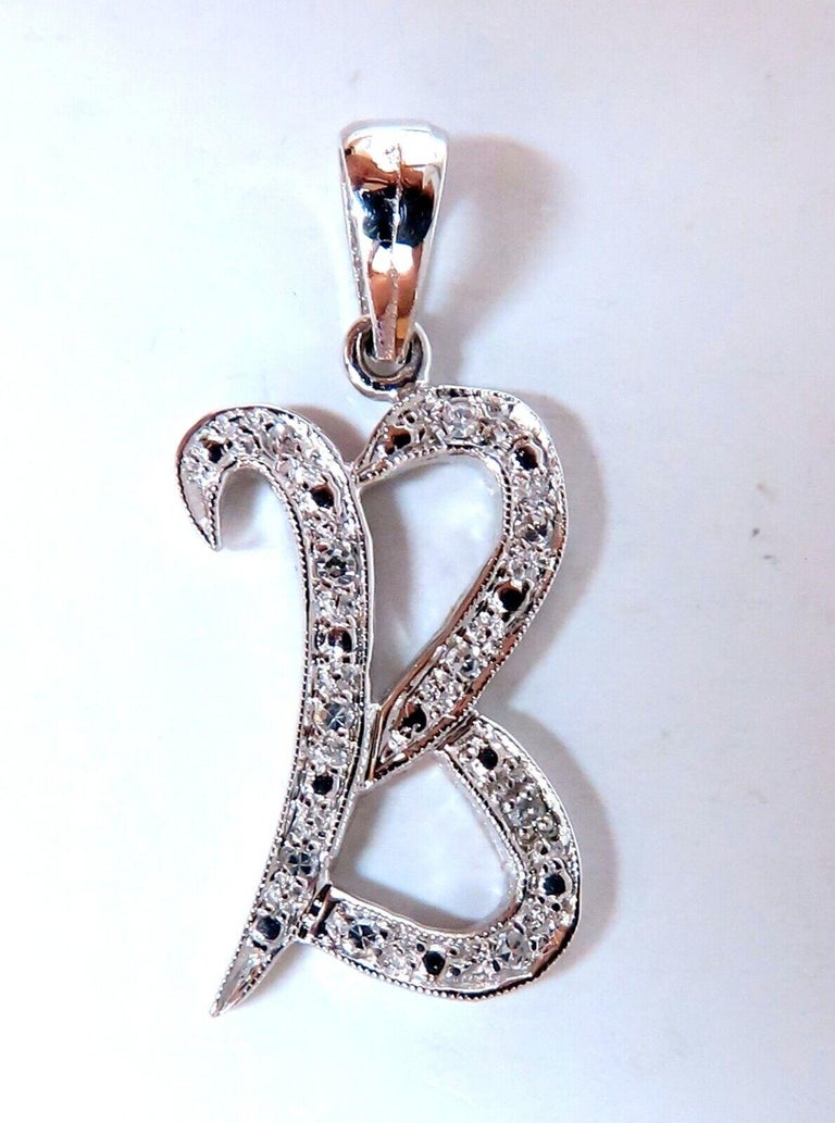 .14ct Natural Diamonds "B" Initial Necklace 14kt For Sale at 1stDibs