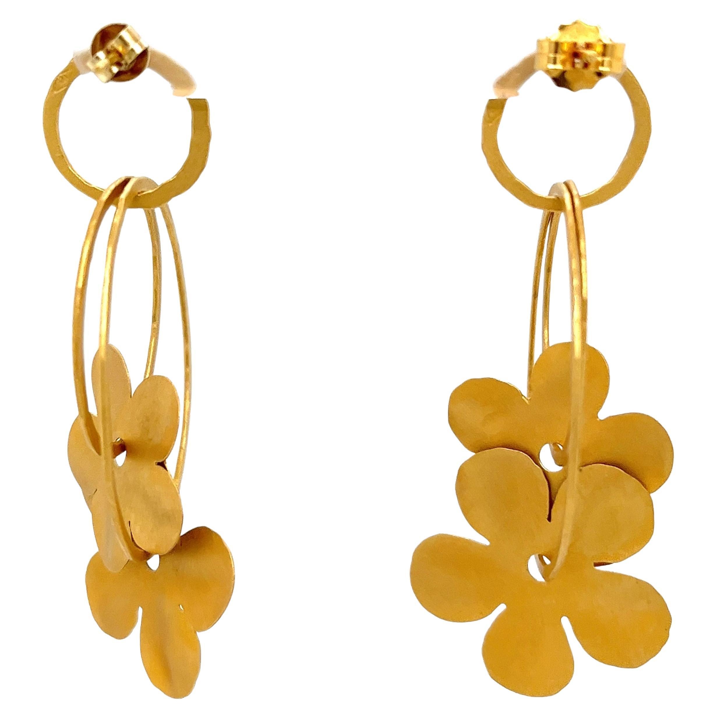 14ct Yellow Gold Drop Earrings For Sale at 1stDibs