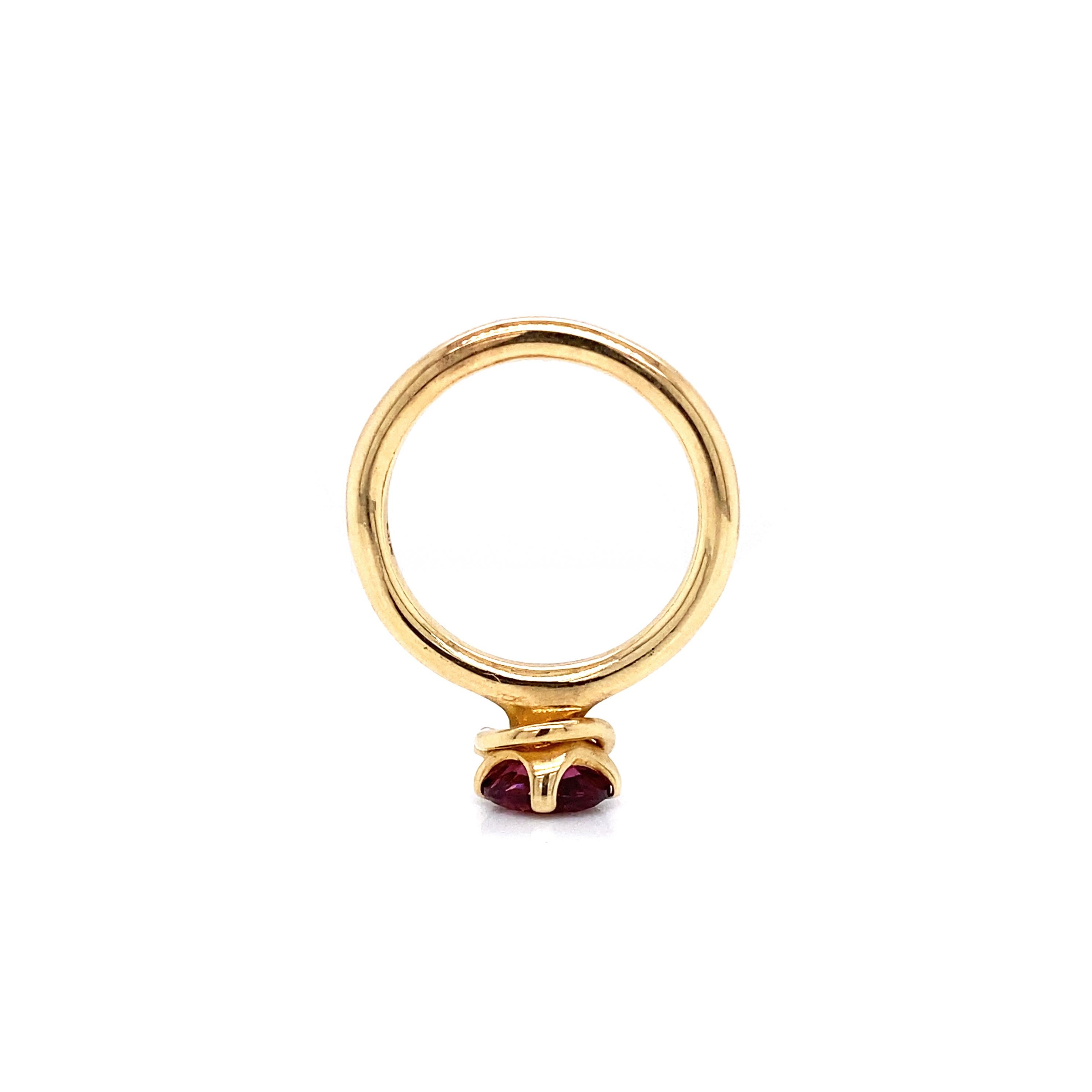 14ct Yellow Gold Purple Tourmaline and Diamond Stacking Ring For Sale ...