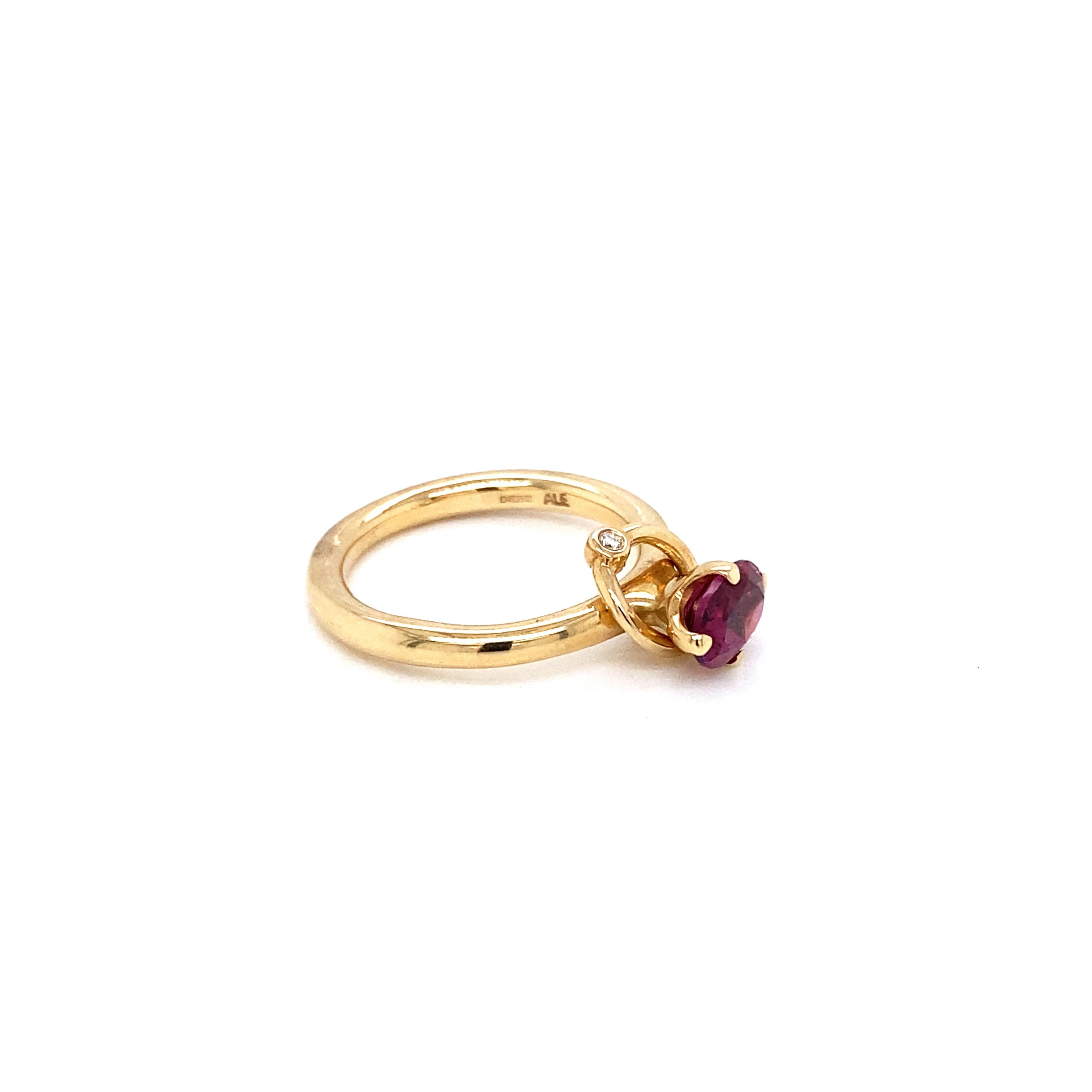 14ct Yellow Gold Purple Tourmaline and Diamond Stacking Ring For Sale ...