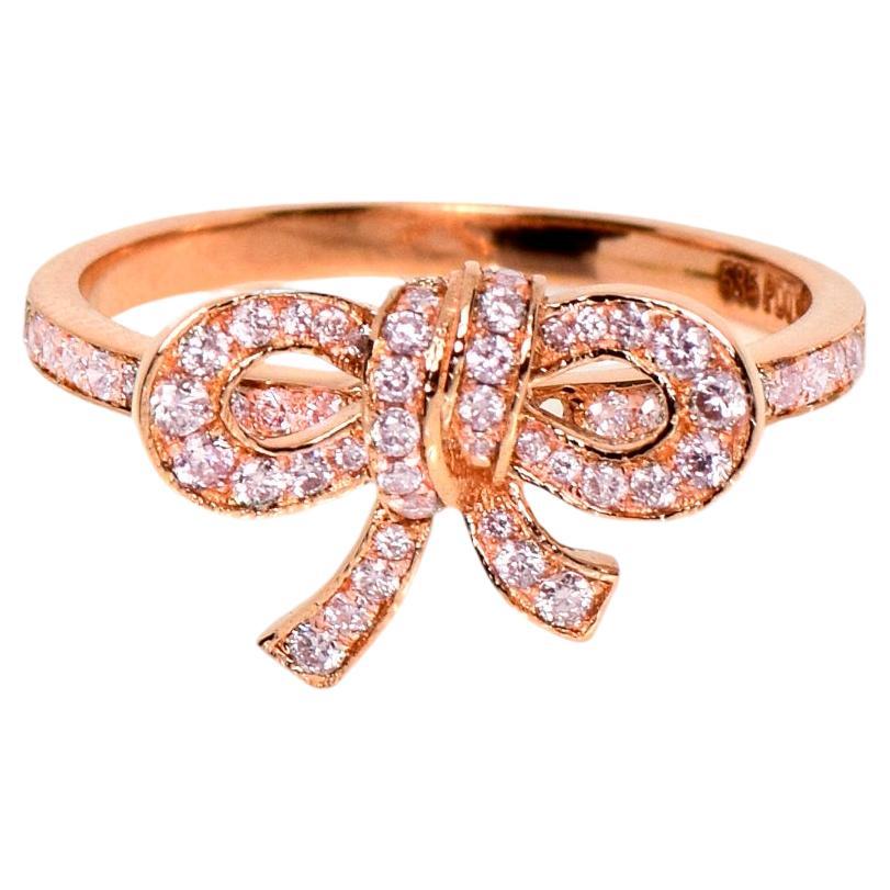 14K 0.52 Ct Natural Pink Diamonds Bow Tie Ring For Sale at 1stDibs