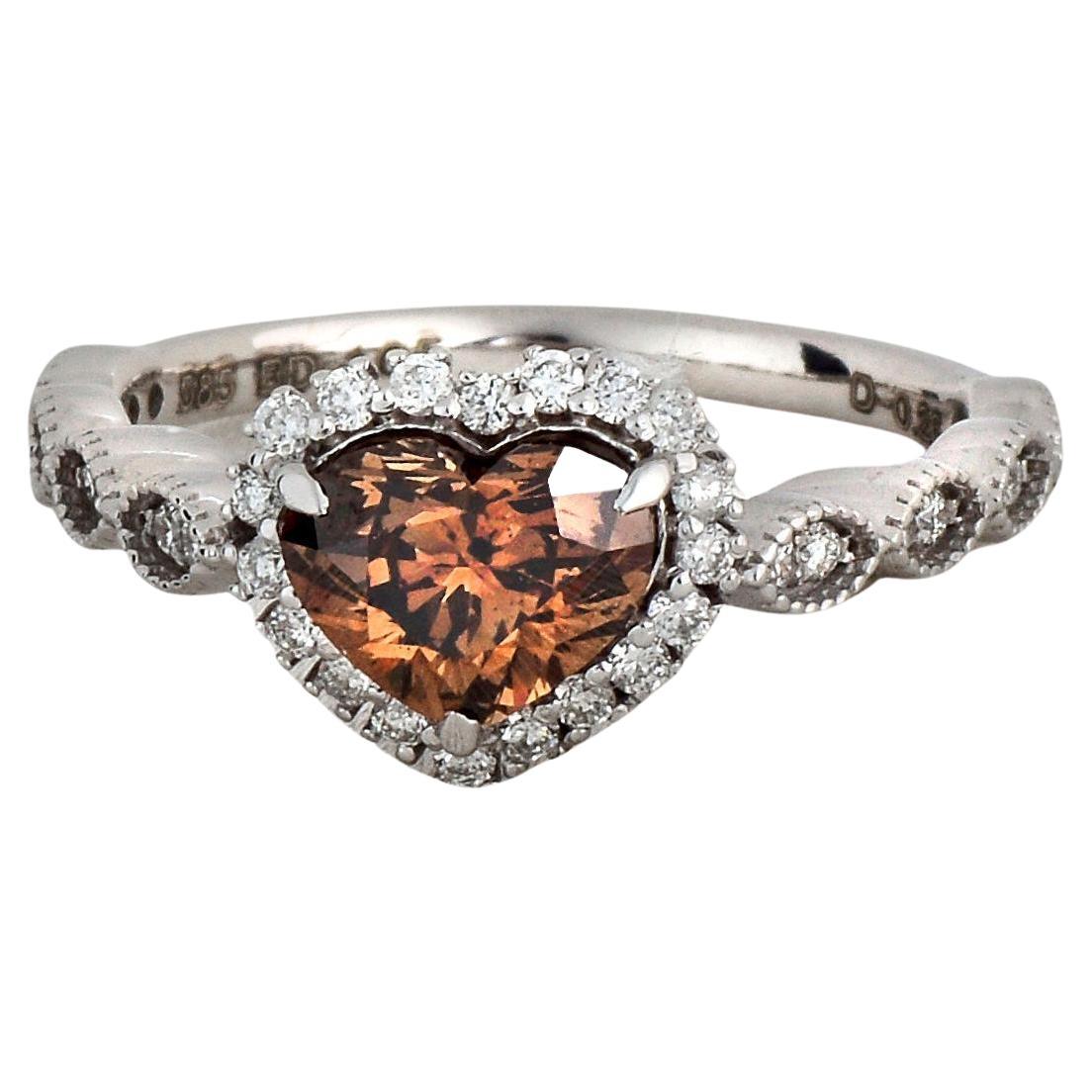 14k 1.56ct Intense Fancy Brown Diamond Antique Art Deco Style ...