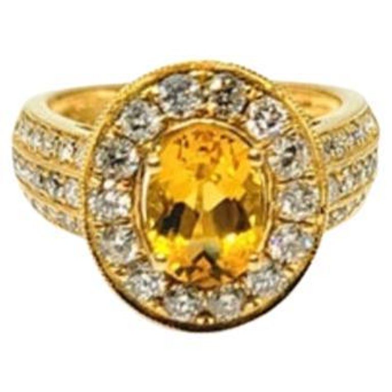 14K 1Ct Yellow Sapphire 1.5 Ct Diamond Ring For Sale at 1stDibs