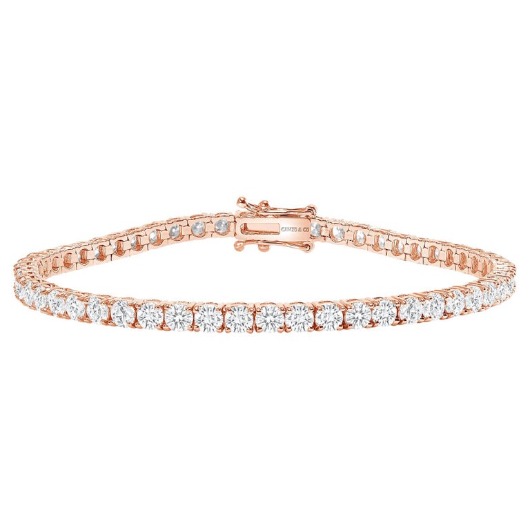 14K 2 Carat Rose Gold Round Diamond Tennis Bracelet For Sale at 1stDibs