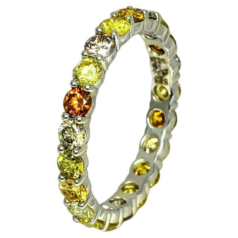 IGI 14k 2.16ct Natural Fancy Color Diamonds Eternity Engagement Ring ...
