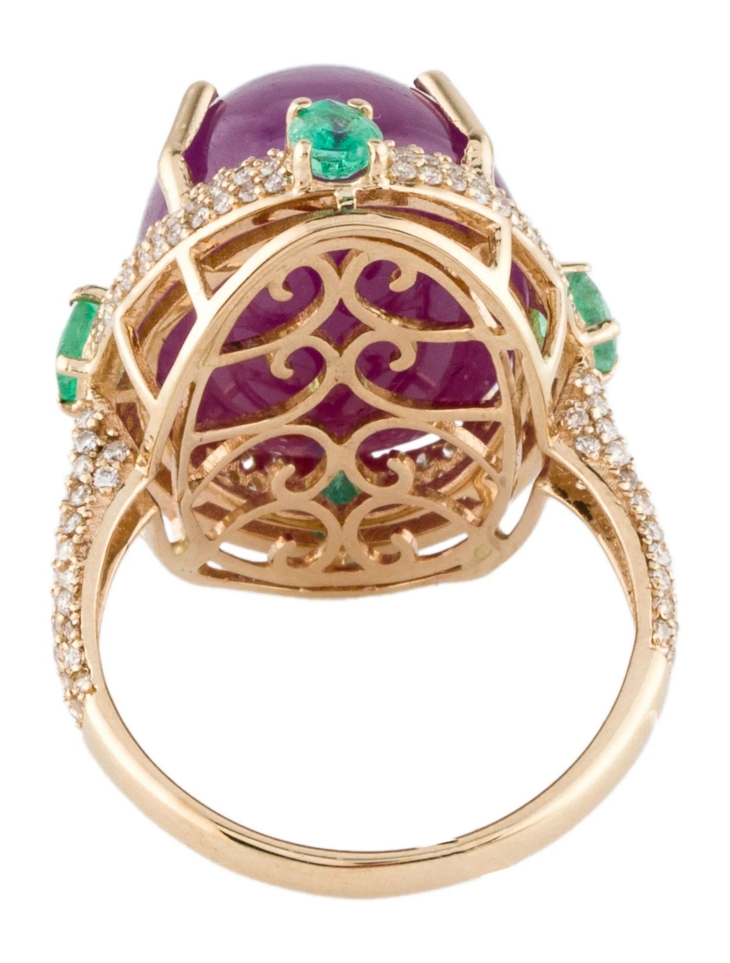 14K 27.18ct Ruby, Emerald and Diamond Cocktail Ring Size 7 Pear ...