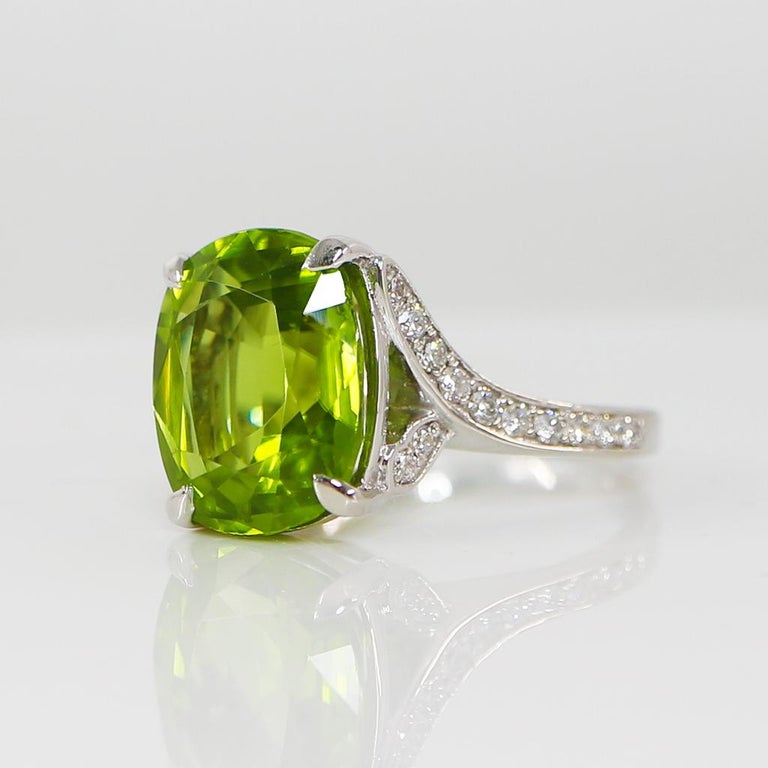 14K 6.25 Ct Peridot and Diamond Antique Art Deco Style Engagement Ring ...