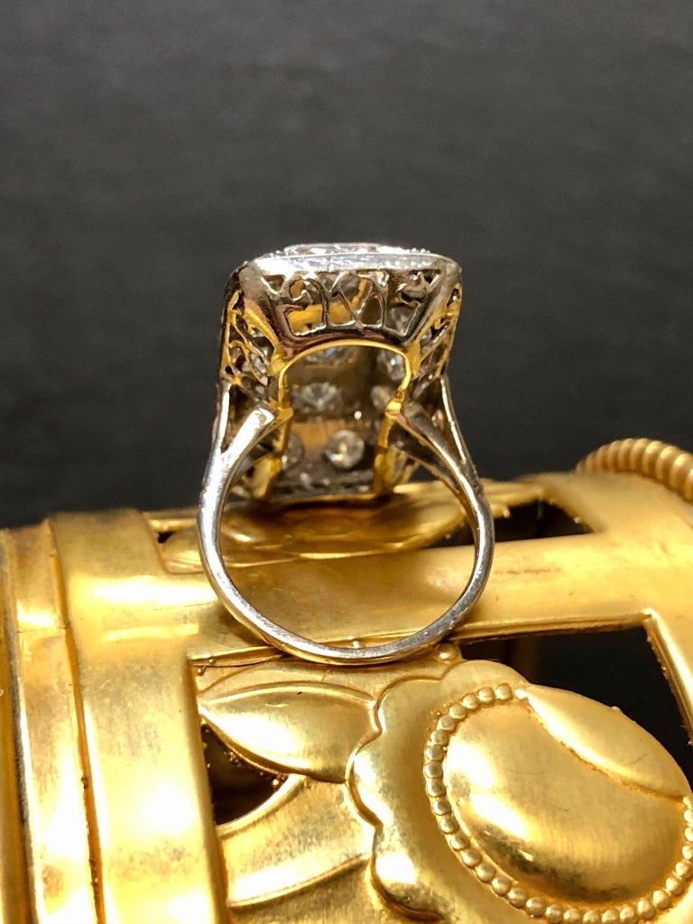14K Art Deco Reproduction North South European Cut Diamond Ring For ...
