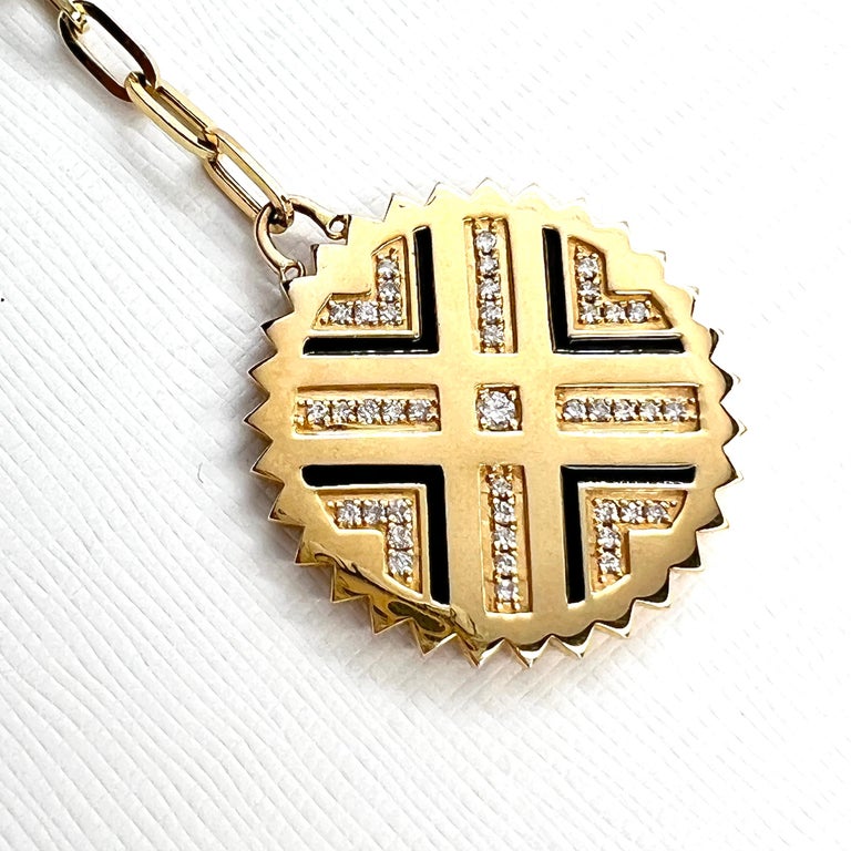 14K Belle Epoque Reversible Diamond and Pink Sapphires Medallion ...