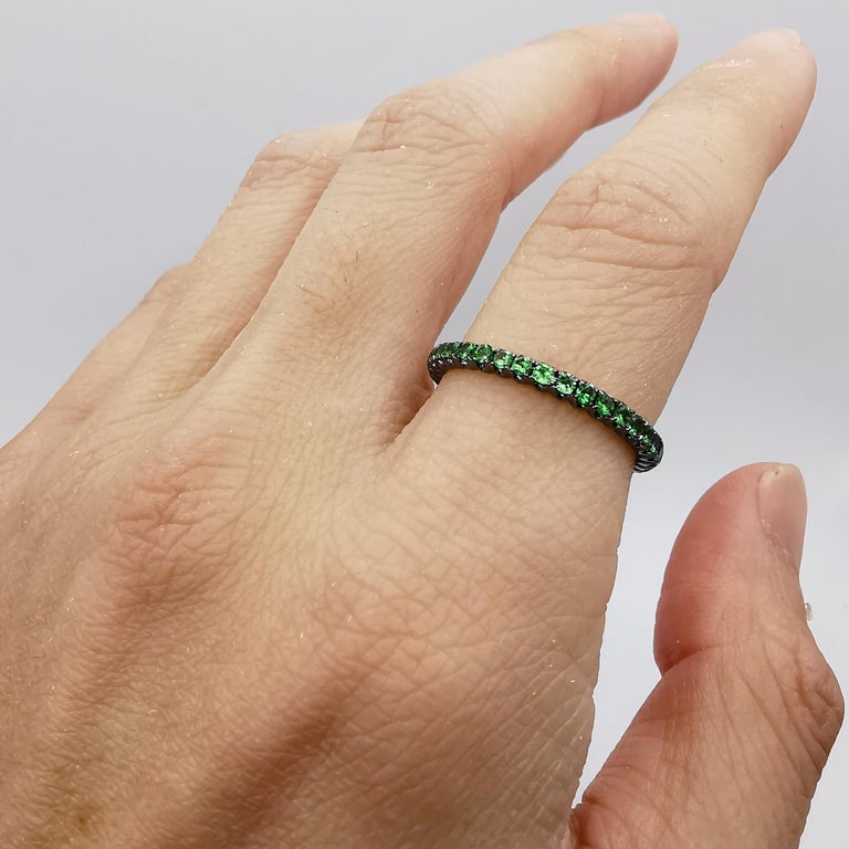 Customizable 14K Black Gold Tsavorite Full Eternity Band Wedding ...
