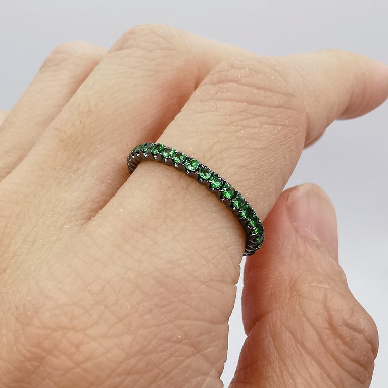 Customizable 14K Black Gold Tsavorite Full Eternity Band Wedding ...