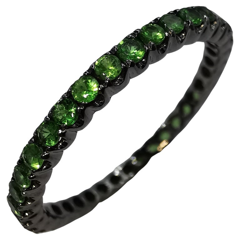 Customizable 14K Black Gold Tsavorite Full Eternity Band Wedding Stacking Fashion Ring For Sale ...