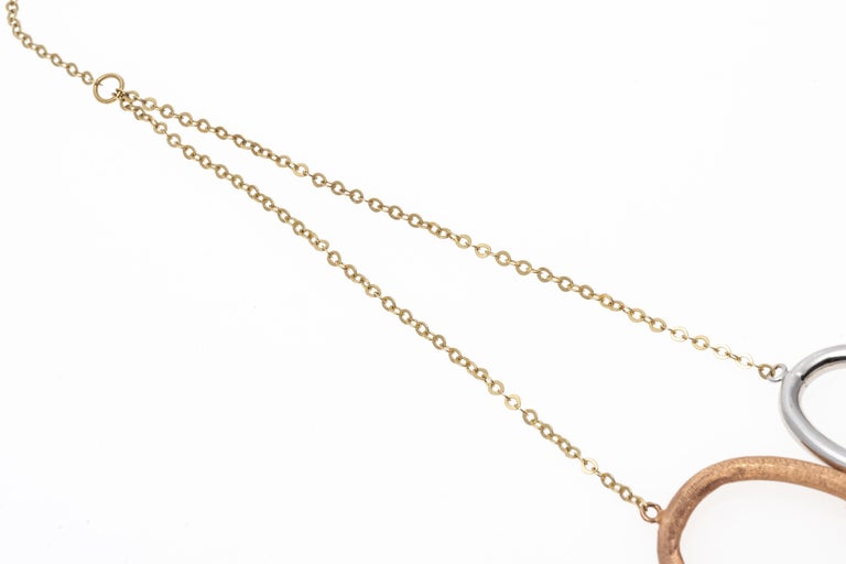 14k Chic Tri-Colored Gold Contemporary Open Circle Necklace For Sale at ...