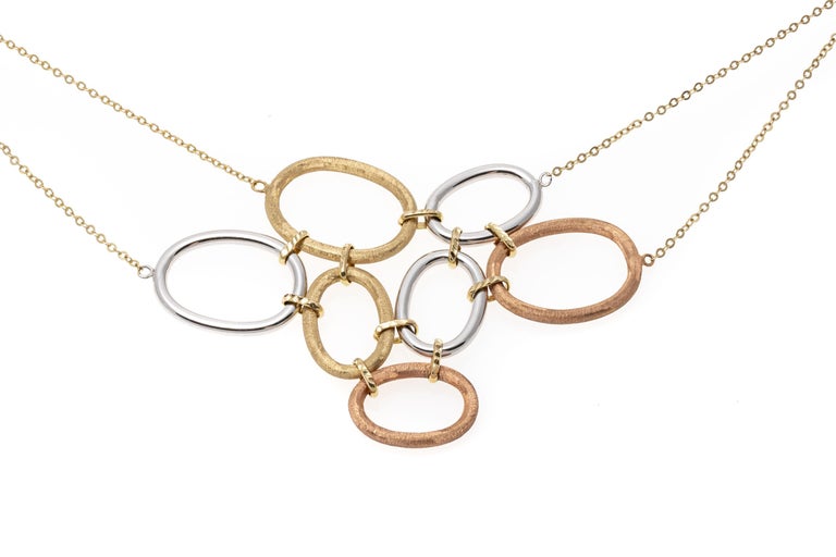 14k Chic Tri-Colored Gold Contemporary Open Circle Necklace For Sale at ...