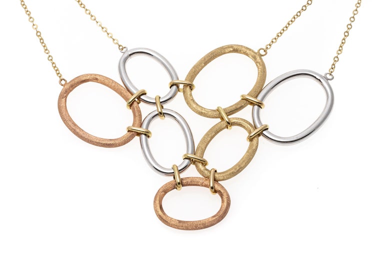 14k Chic Tri-Colored Gold Contemporary Open Circle Necklace For Sale at ...