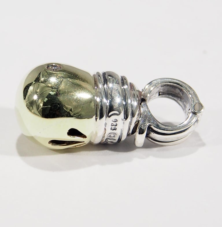 14 Karat David Yurman Diamond Acorn Pendant Gold Sterling Silver 0.15 ...