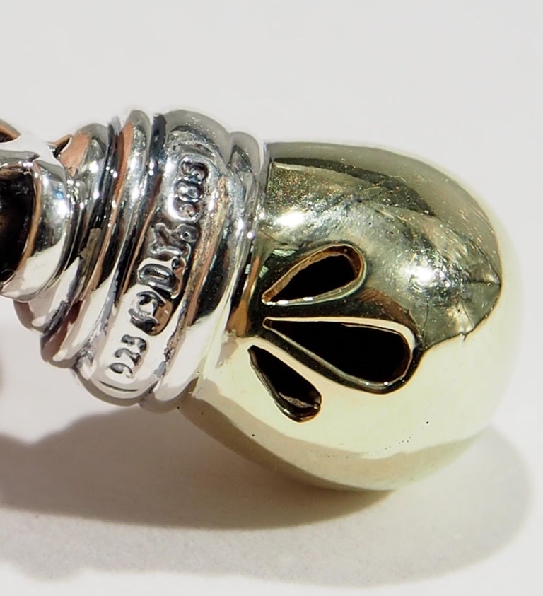 14 Karat David Yurman Diamond Acorn Pendant Gold Sterling Silver 0.15 ...