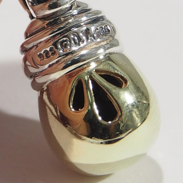 14 Karat David Yurman Diamond Acorn Pendant Gold Sterling Silver 0.15 ...