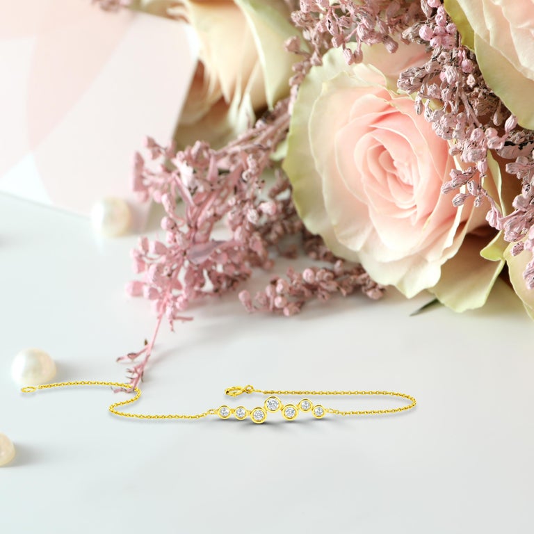 14K Gold Minimalist Unique Biamond Layering Bracelet Diamond Cluster ...