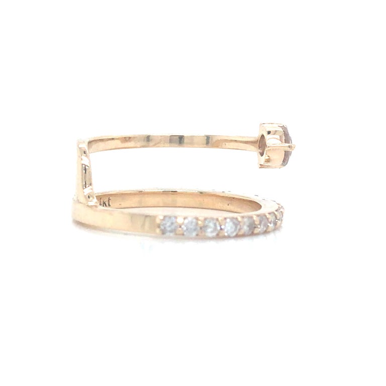 14K Diamond Double Row Fashion Ring Yellow Gold For Sale at 1stDibs