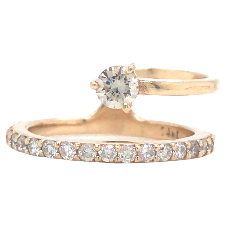 14K Diamond Double Row Fashion Ring Yellow Gold For Sale at 1stDibs