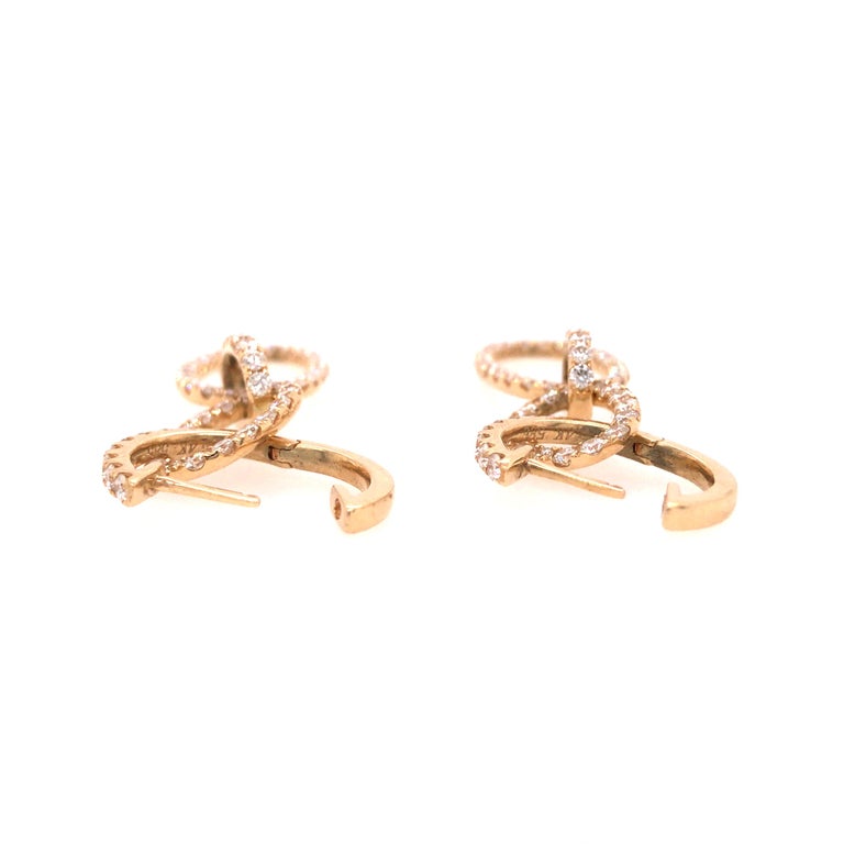 14K Diamond Oval Link Hanging Diamond Earrings Yellow Gold at 1stDibs