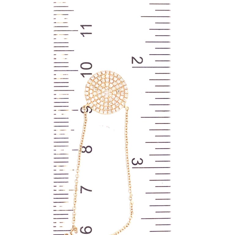 14K Diamond Pave Disc Circle Pendant Necklace Yellow Gold at 1stDibs