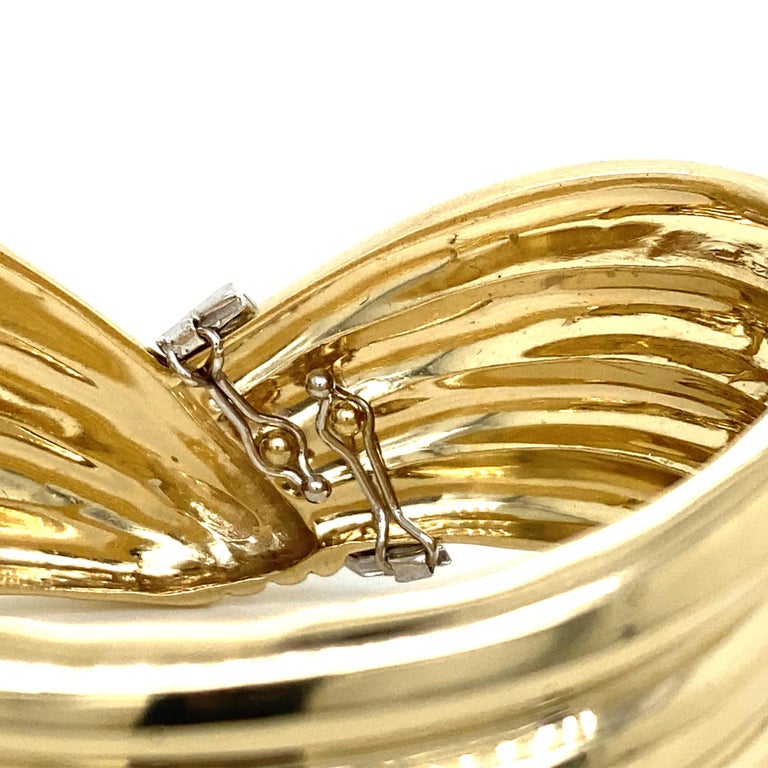 14k Diamond Twist Bangle Two-Tone Gold For Sale at 1stDibs
