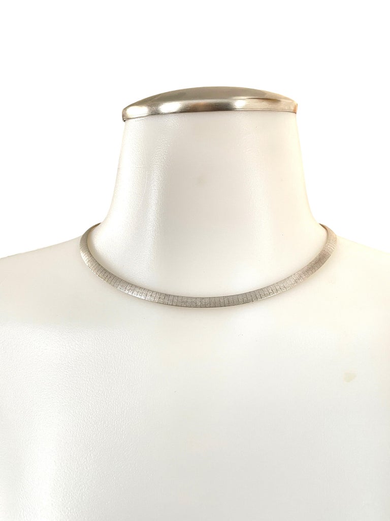 14k Double-Sided White and Yellow Gold Brushed Matte Italian Omega ...