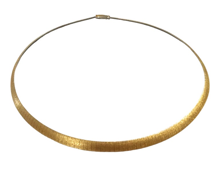 14k Double-Sided White and Yellow Gold Brushed Matte Italian Omega ...