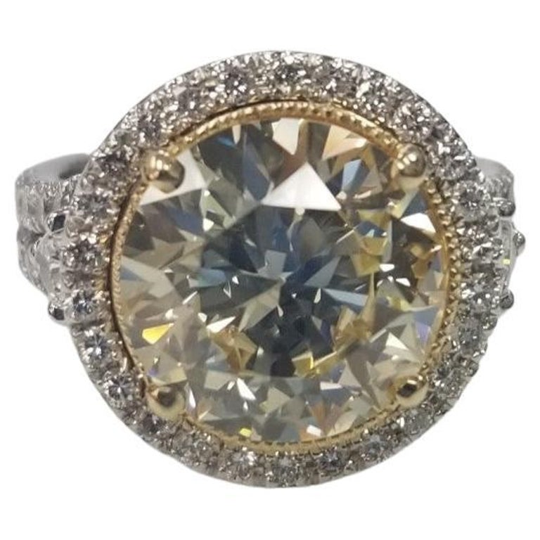 14k EGL Certified Very Light Yellow Round 5.11 Carat Diamond Ring ...