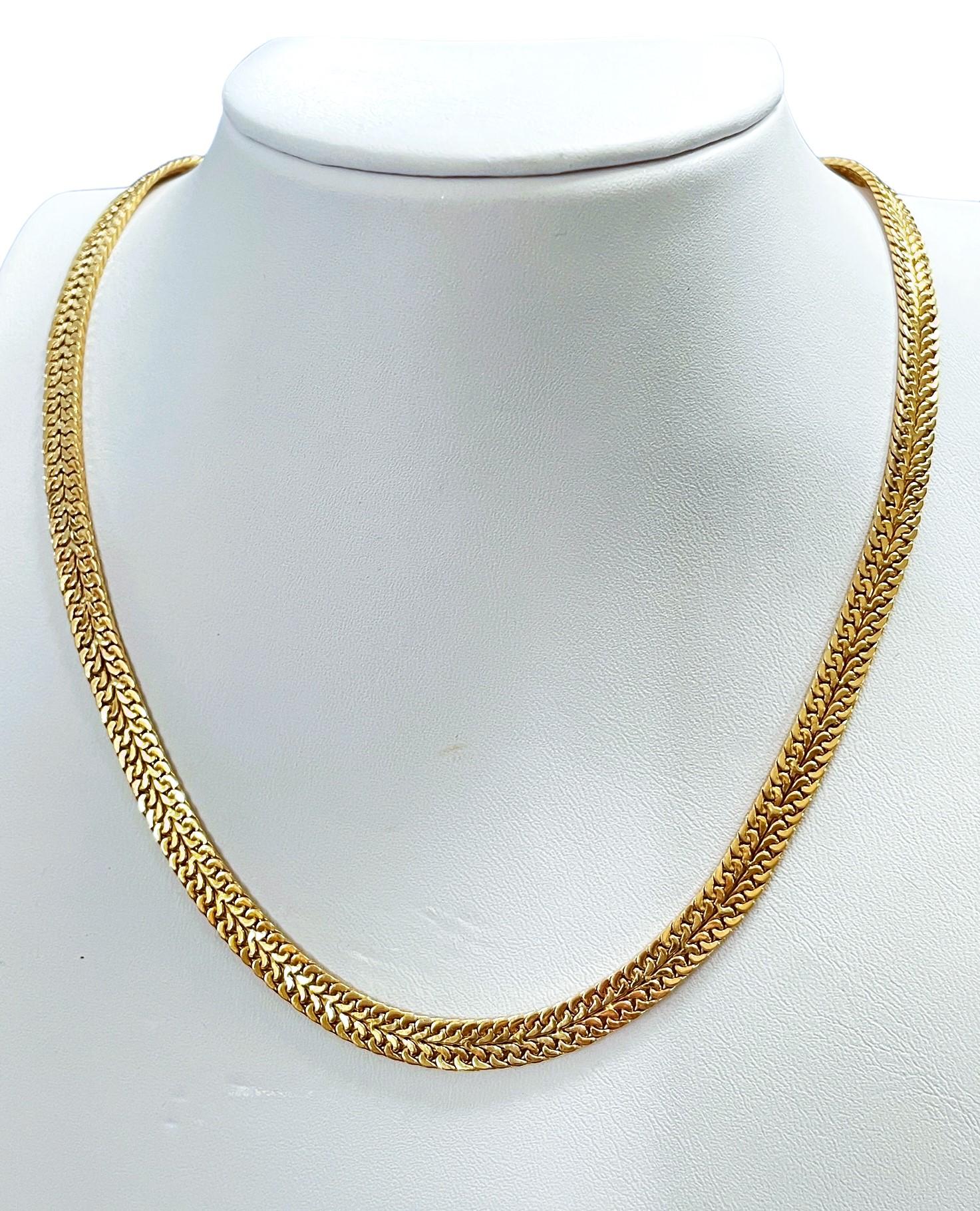 14k Fine Italian Yellow Gold Woven Necklace For Sale at 1stDibs