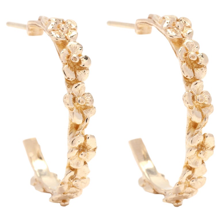14K Flower Cluster J Hoops at 1stDibs
