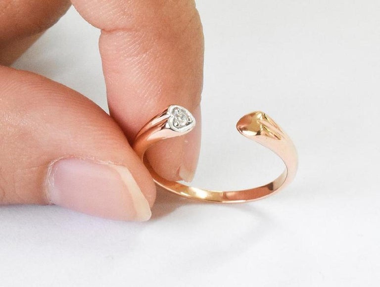 Customizable 14k Gold 0.02 Carat Diamond Open heart ring For Sale at ...