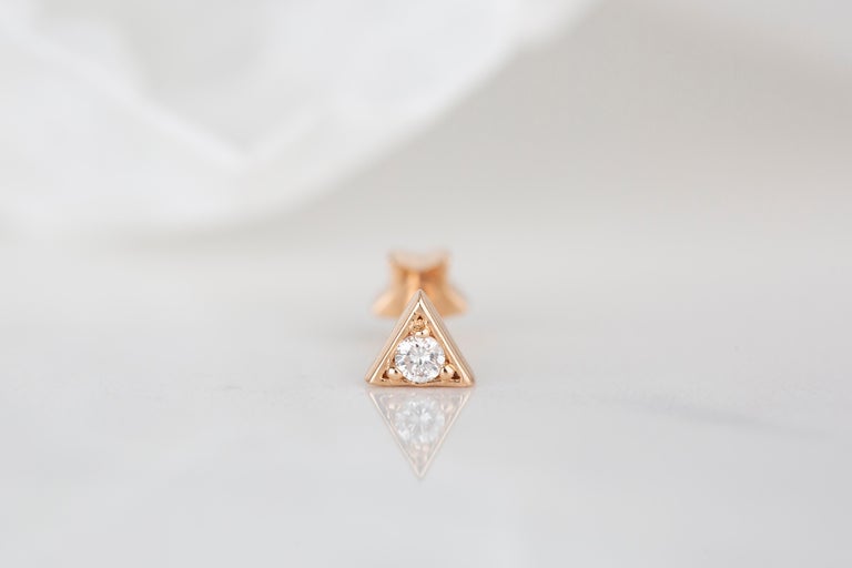 14K Gold 0.03 Ct Diamond Triangle Piercing, Gold 0.03 Ct Diamond Trigon ...