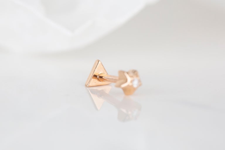 14K Gold 0.03 Ct Diamond Triangle Piercing, Gold 0.03 Ct Diamond Trigon ...