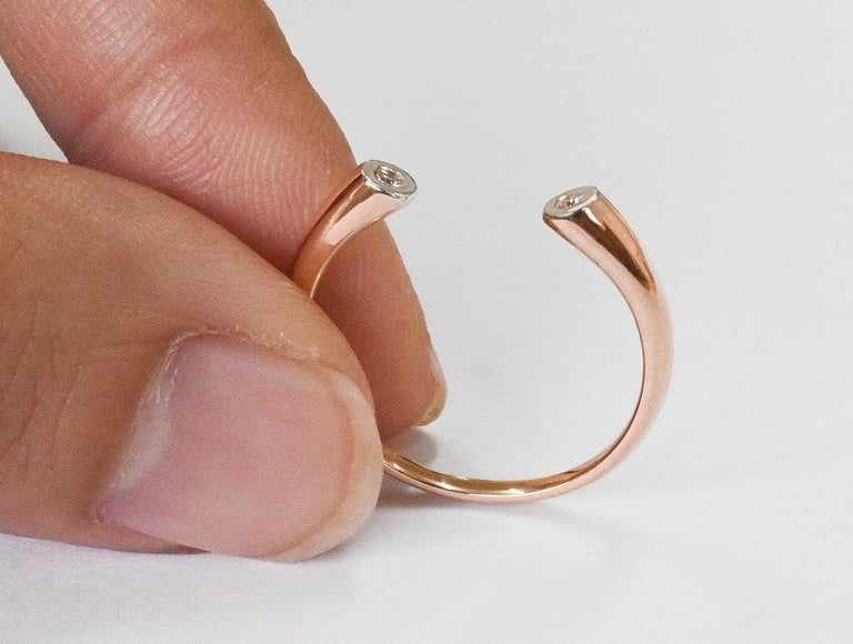 Customizable 14k Gold 0.04 Carat Diamond Open Cuff Ring For Sale at 1stDibs