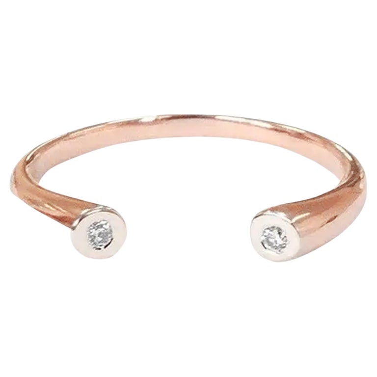 Customizable 14k Gold 0.04 Carat Diamond Open Cuff Ring For Sale at 1stDibs