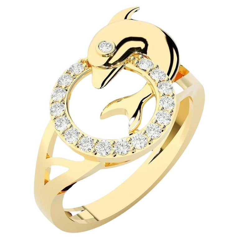 Customizable 14k Gold 0.63-Carat Dolphin Diamond Women / Ladies Ring ...