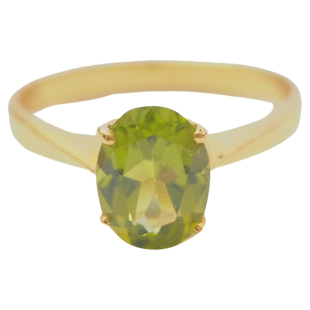 14K Gold 1.80ct Oval Peridot Solitaire Fine Ring at 1stDibs