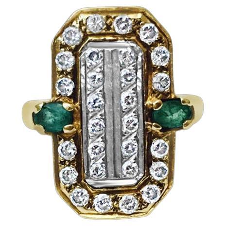 2.20 Carat Emerald Cut Diamond Prong Set in Diamond and Platinum Ring ...