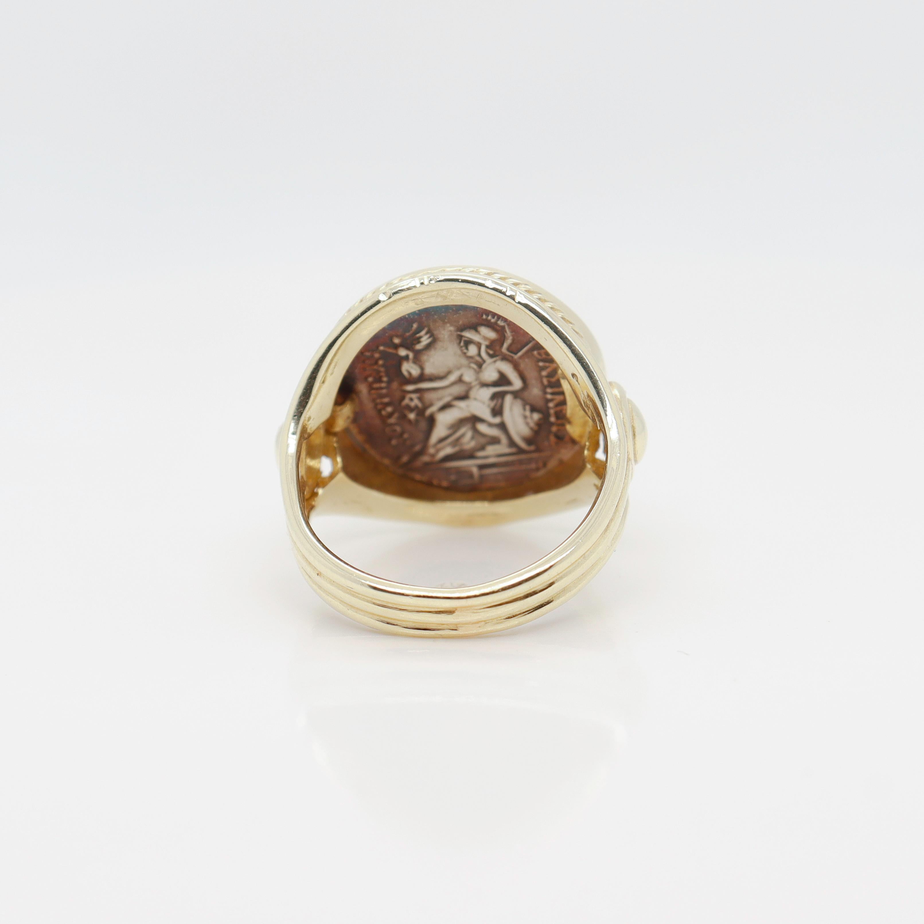 14k Gold Alexander the Great Silver Coin Signet Ring For Sale at 1stDibs
