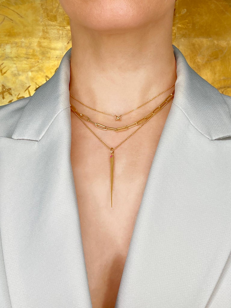 14k Gold AMANDA PEARL Stitch Necklace For Sale at 1stDibs