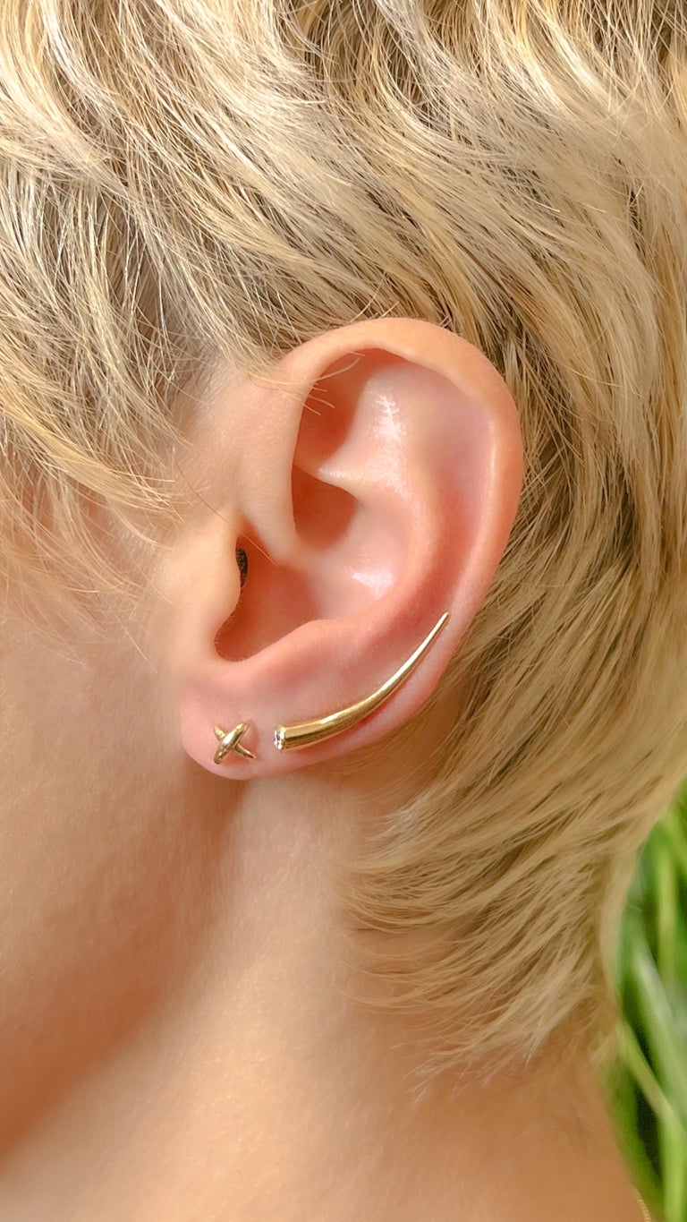 14k Gold AMANDA PEARL Stitch Stud Earrings For Sale at 1stDibs